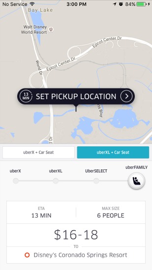 Using Uber at Walt Disney World