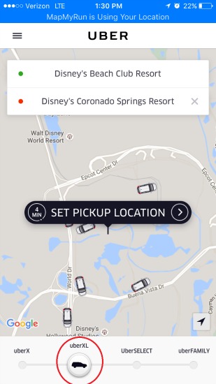 Using Uber at Walt Disney World