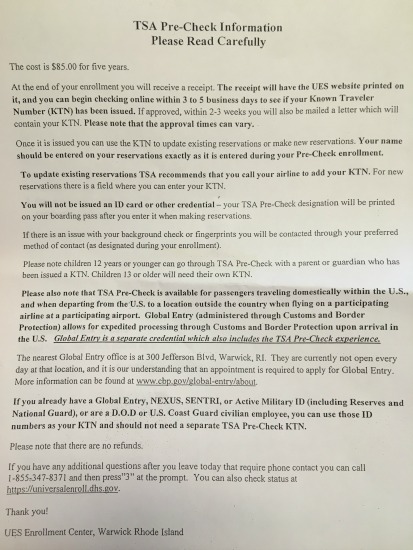 The TSA PreCheck® Enrollment Process