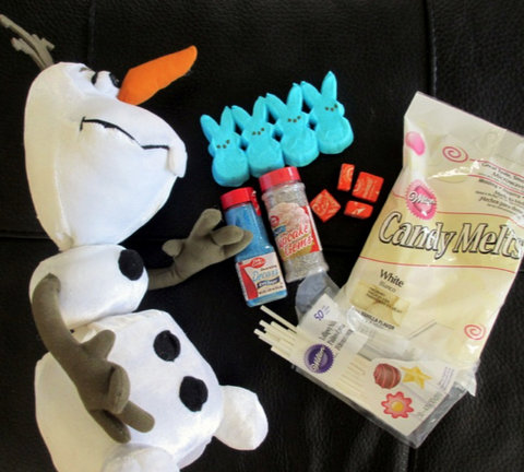 Easter Peeps make great Olaf snowman lollipops