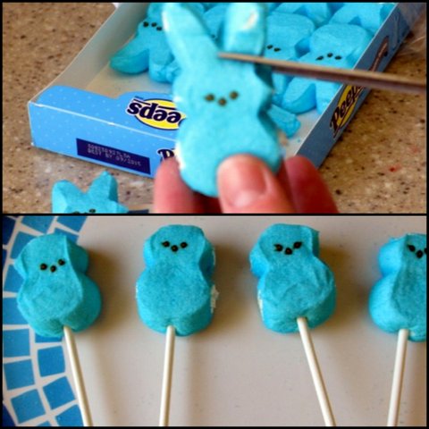 Easter Peeps make great Olaf snowman lollipops