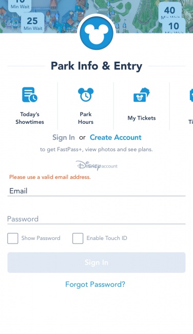 Using the My Disney Experience App