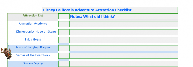 Disney Theme Park Checklists for Kids Adventures
