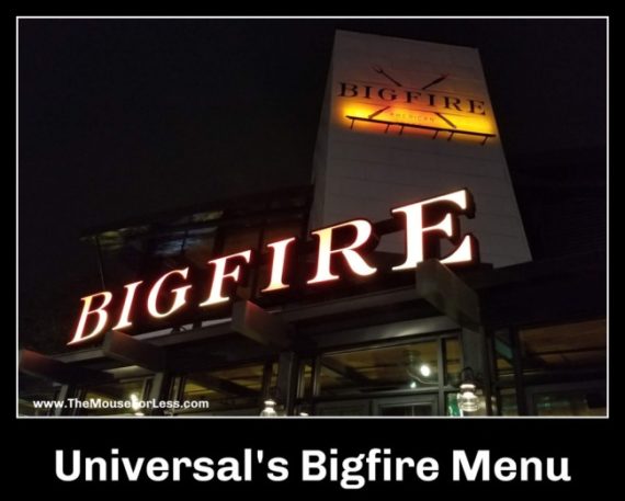 2023 Bigfire Menu | Universal Citywalk | Universal Orlando Resort