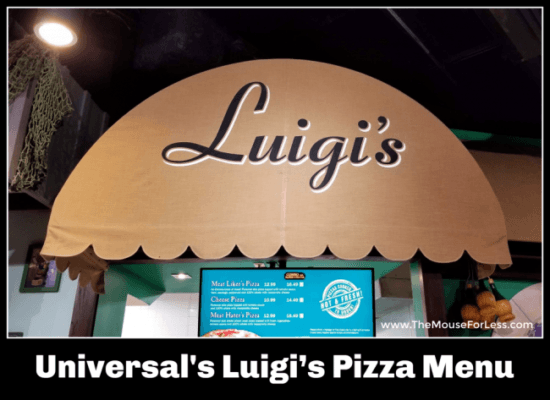 Luigi's Pizza Menu | 2025 | Universal Studos Florida
